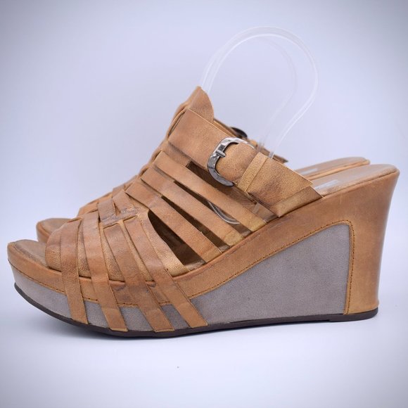Antelope | Shoes | Antelope 957 Woven Taupe Gray Platform Wedge Sandals ...